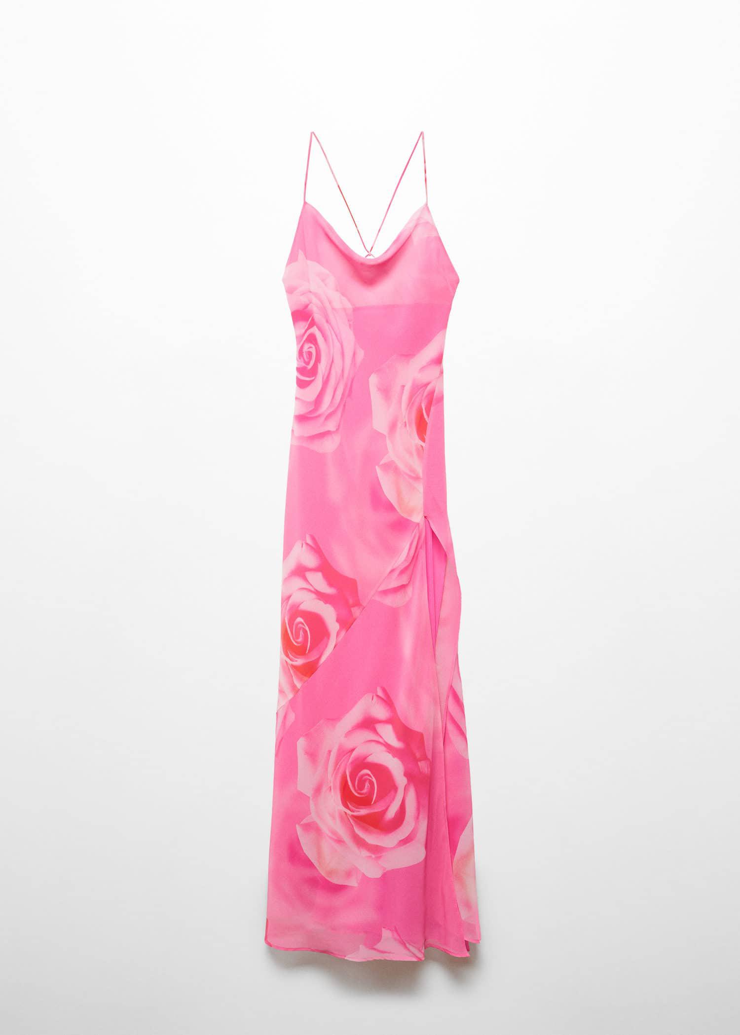 MANGO Floral Dress With Slit in Pink | Endource