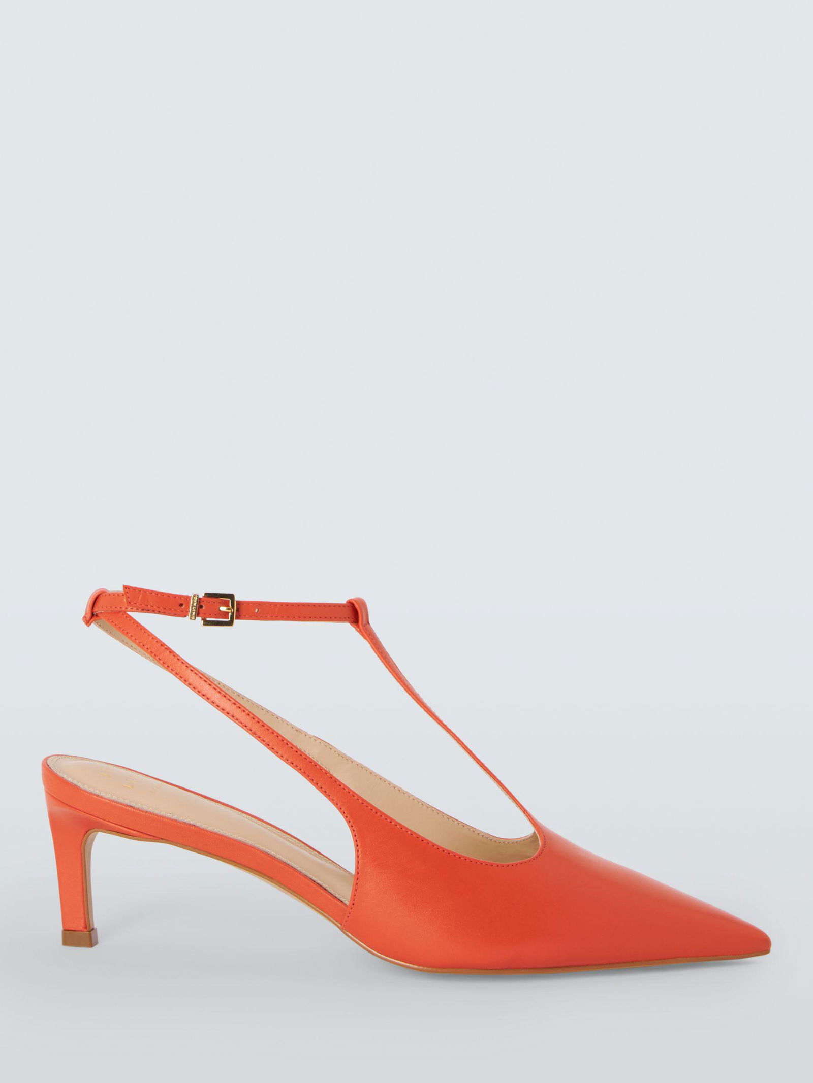 JOHN LEWIS Brynn Leather T-Bar Mid Heel Open Court Shoes in Flame ...