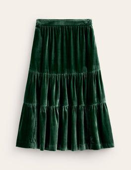 BODEN Viv Velvet Tiered Maxi Skirt | endource