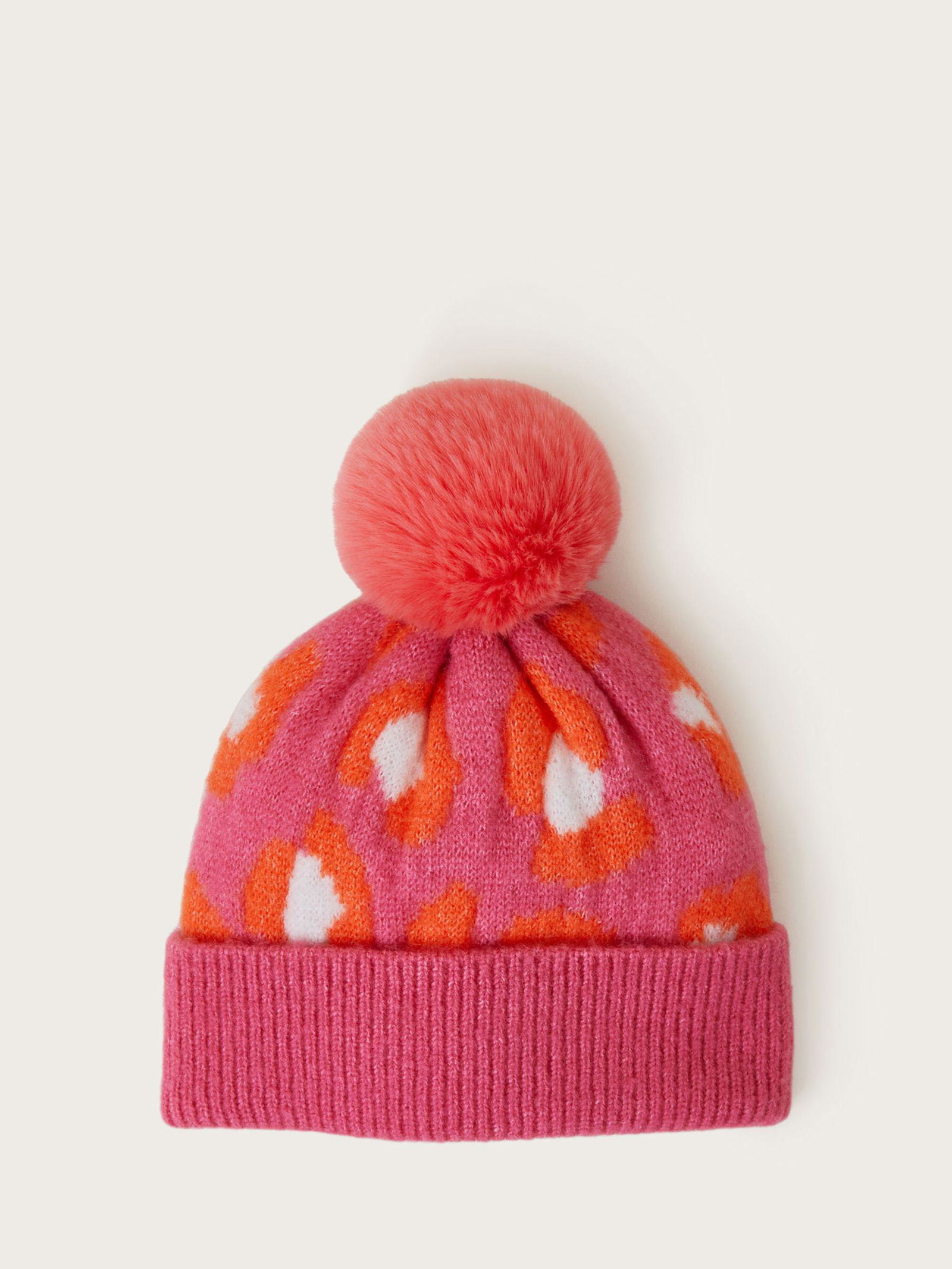 Monsoon Kids' Bright Leopard Print Pom Pom Beanie Hat | endource