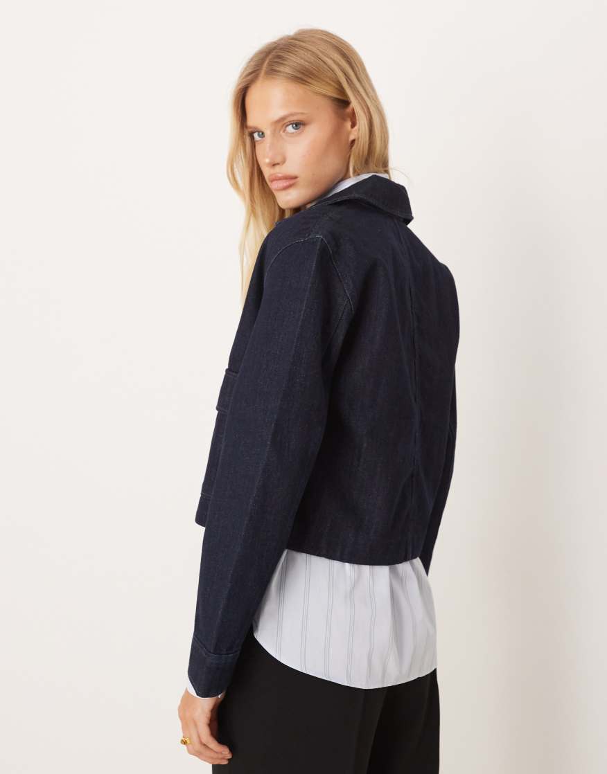 MANGO Cotton Denim Jacket In Indigo | endource