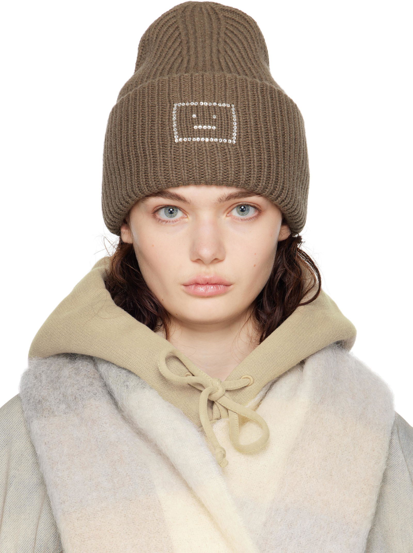 ACNE STUDIOS Embellished Face Logo Beanie | endource