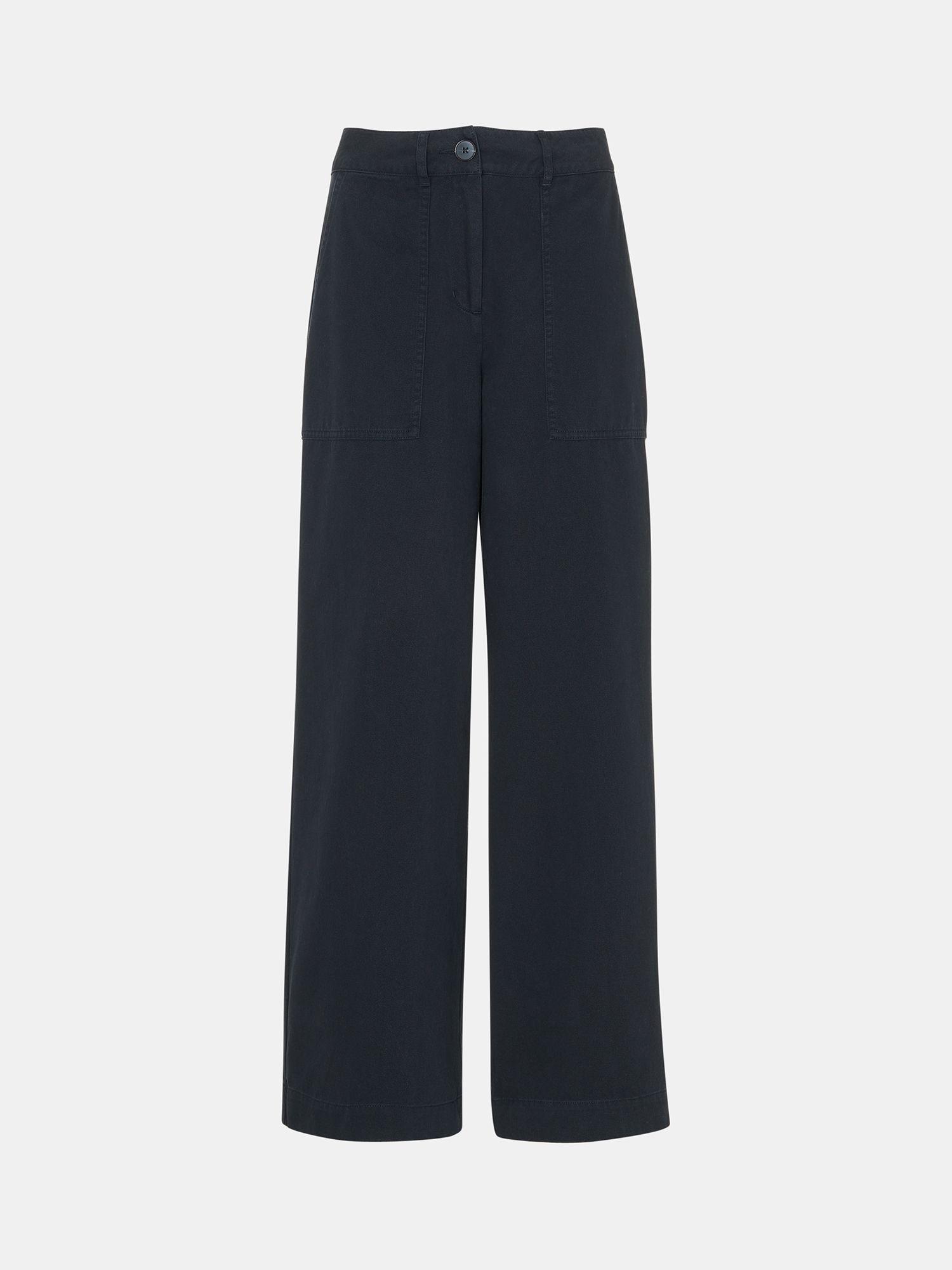 WHISTLES Ruth Wide Leg Trousers in Washed Black | endource