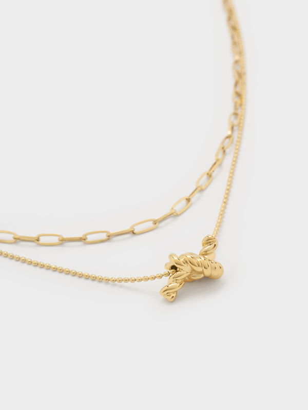 CHARLES & KEITH Sable Rope-Knot Double-Chain Necklace | endource