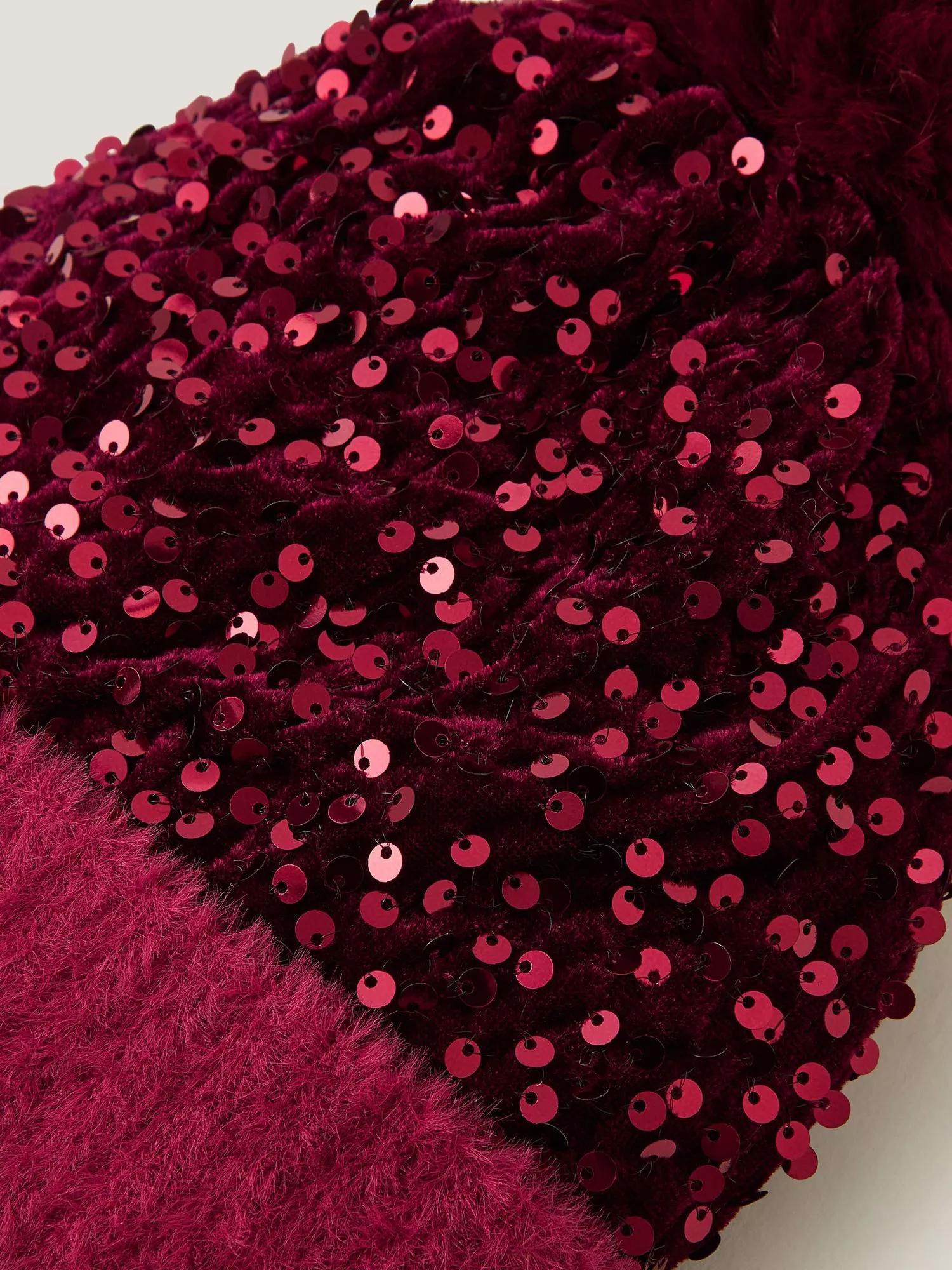 Monsoon Kids' Sequin Pom Beanie Hat, Red | endource