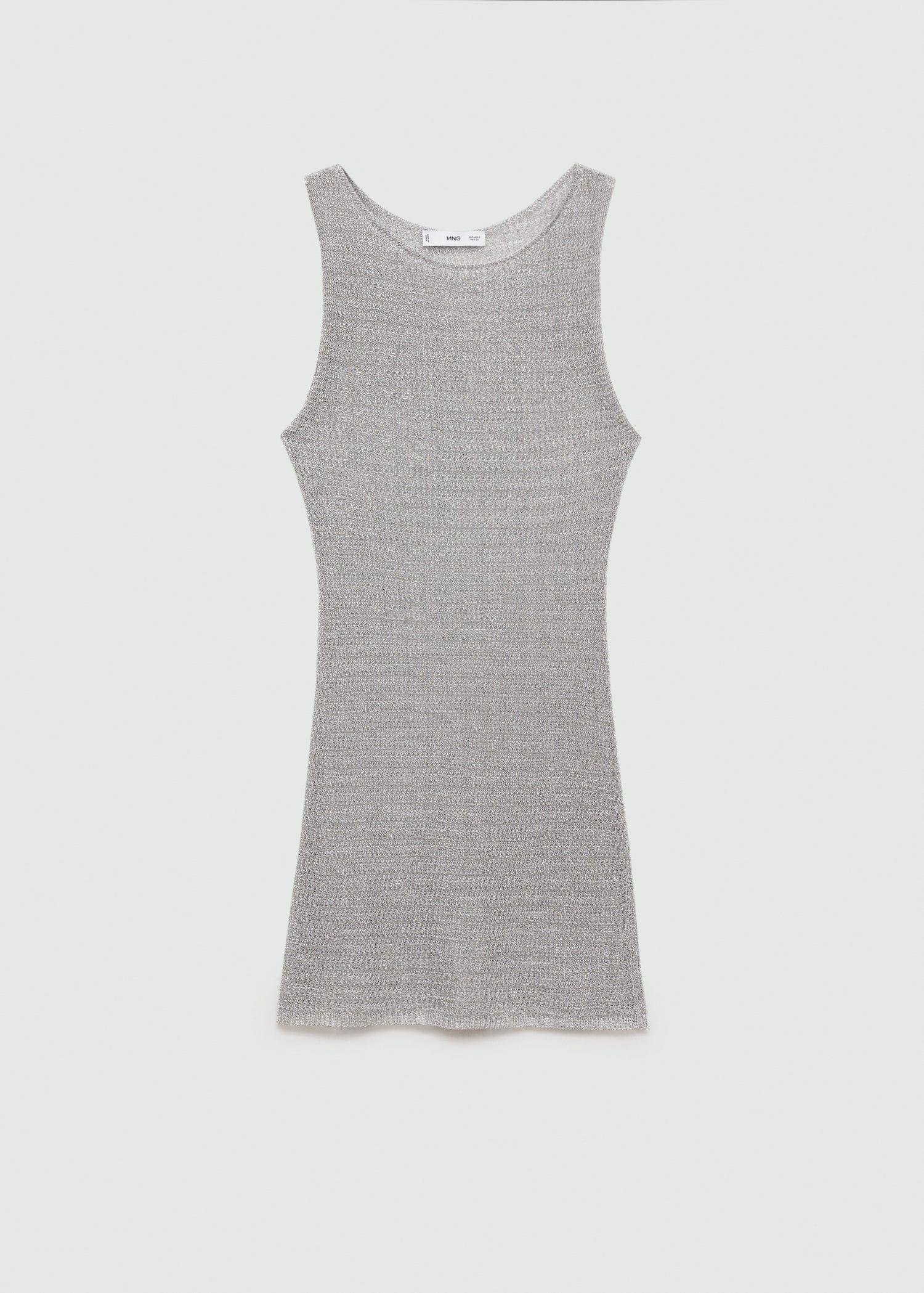 MANGO Lurex Knit Dress in Silver | Endource