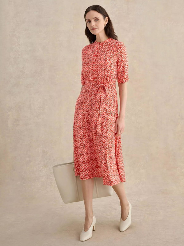 HOBBS Petite Cathy Abstract Dress, Red/Ivory | endource