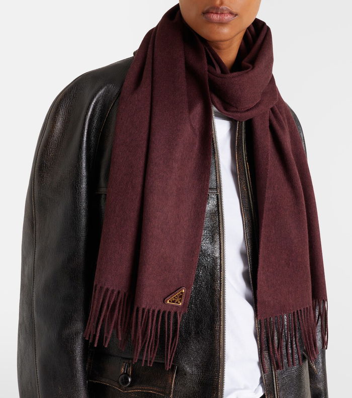 PRADA Fringed Silk And Cashmere Scarf | endource