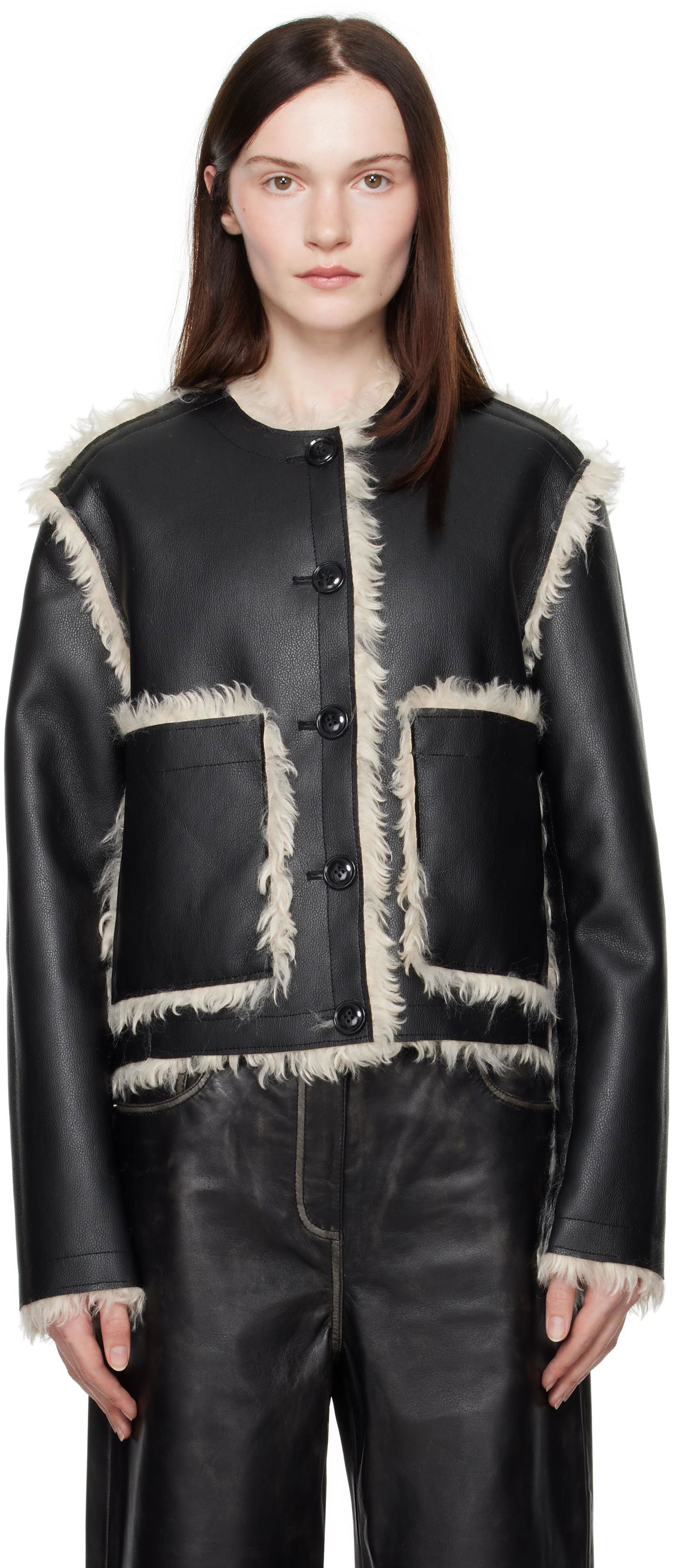 STAND STUDIO Lucine Reversible Faux-Leather Jacket | endource