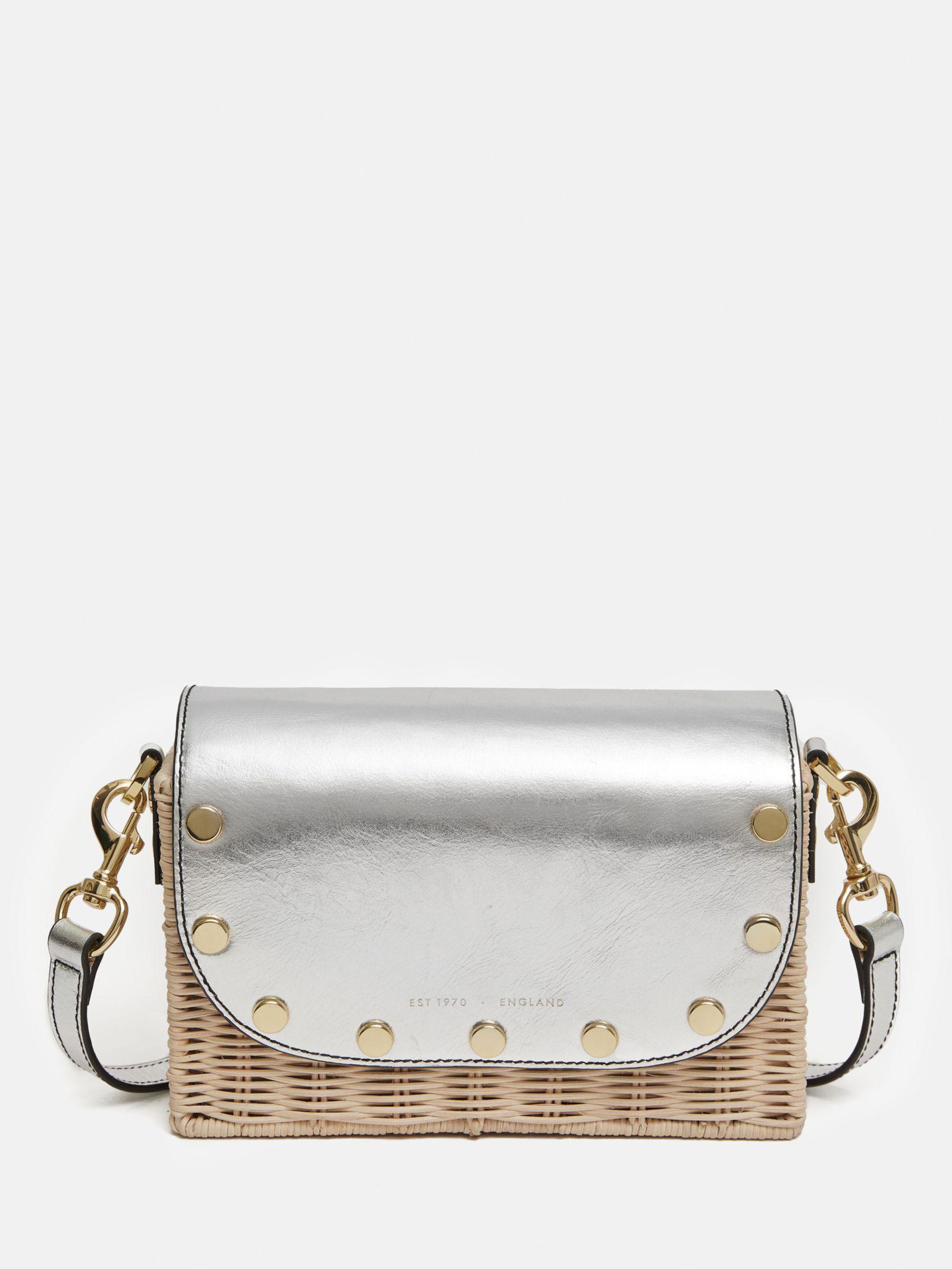 JIGSAW Straw Cross Body Box Bag in Silver | Endource