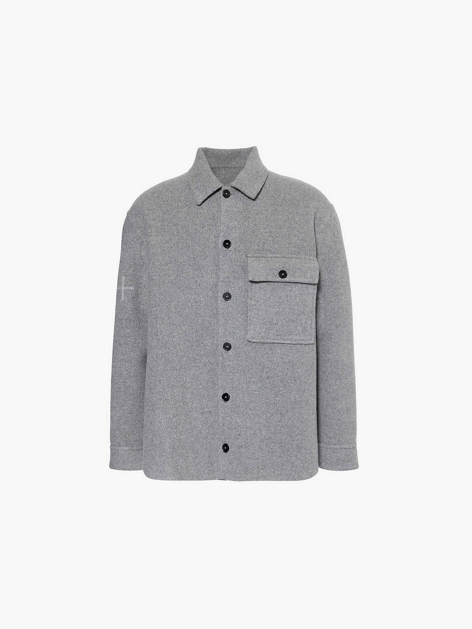 JIL SANDER Brand-Pattern Relaxed-Fit Brushed Wool Jacket in PEBBLE ...