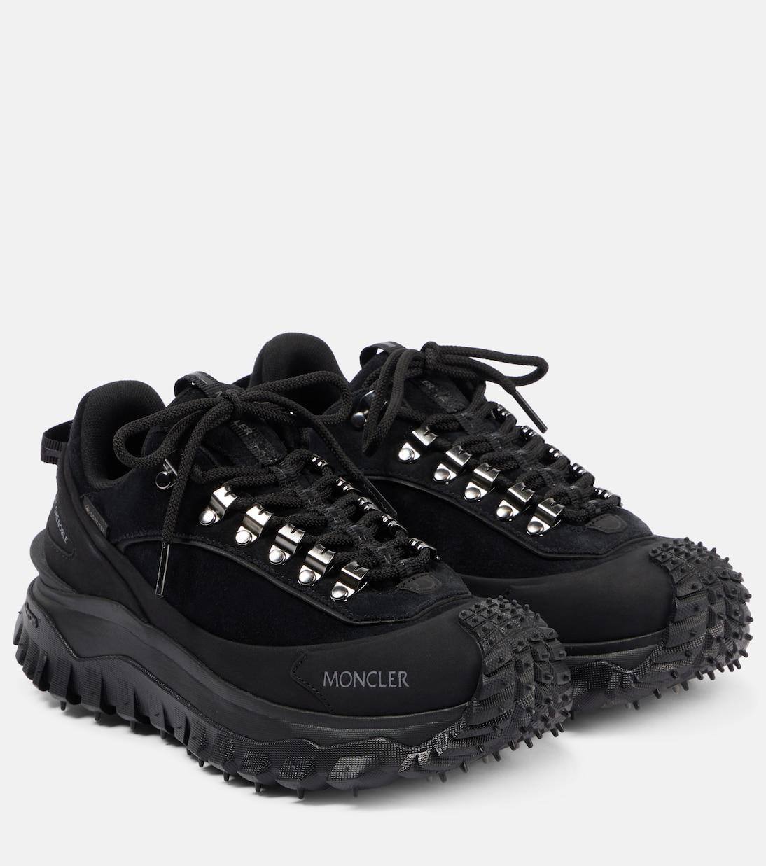 MONCLER Trailgrip Apex Leather And Suede Sneakers in Black | endource