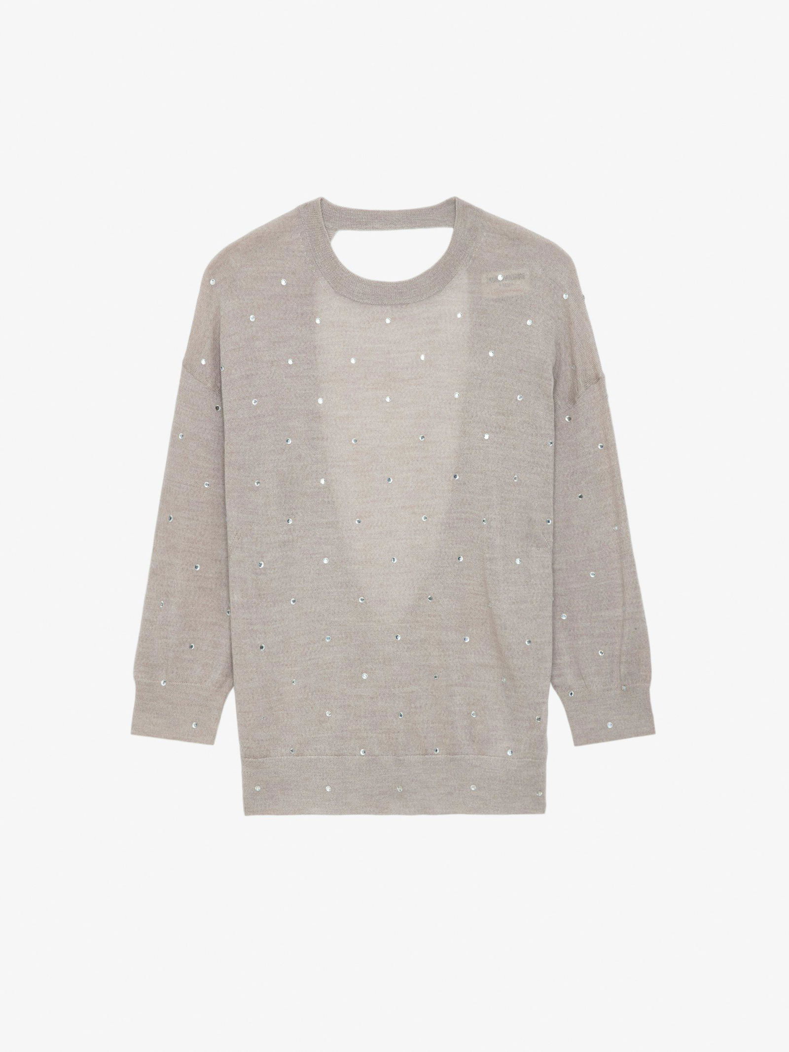 ZADIG & VOLTAIRE Kansy Diamante Jumper 100% Merino Wool in Latte | Endource