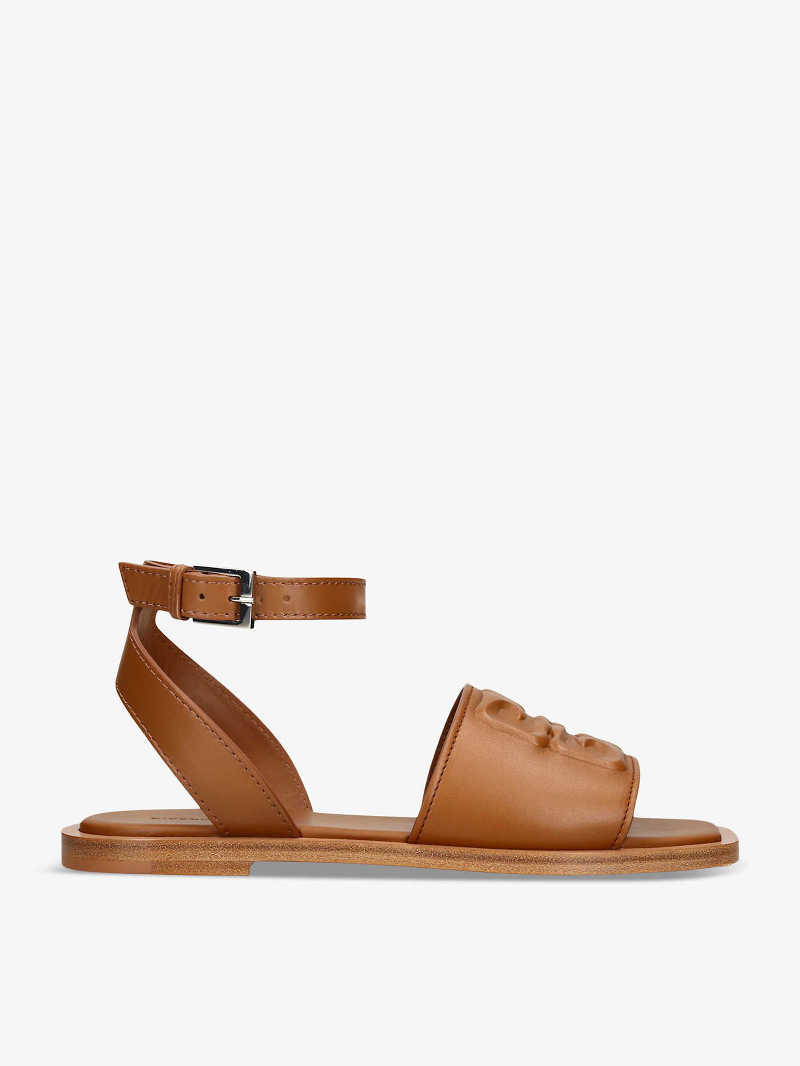 GIVENCHY 4G Liquid Logo-Embossed Leather Sandals in TAN | endource