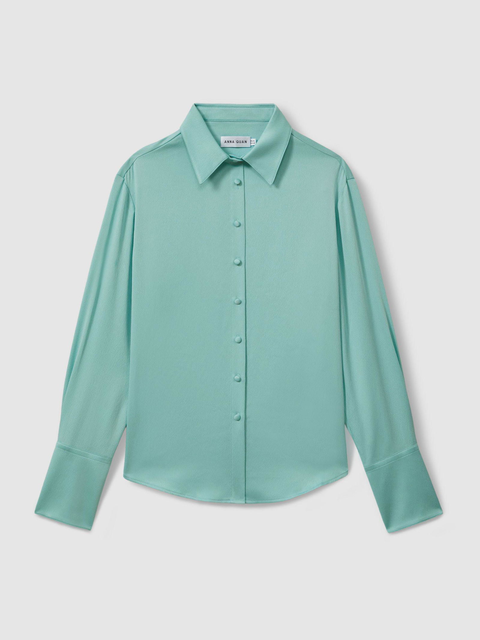 ANNA QUAN Japanese Satin Shirt in Teal | Endource
