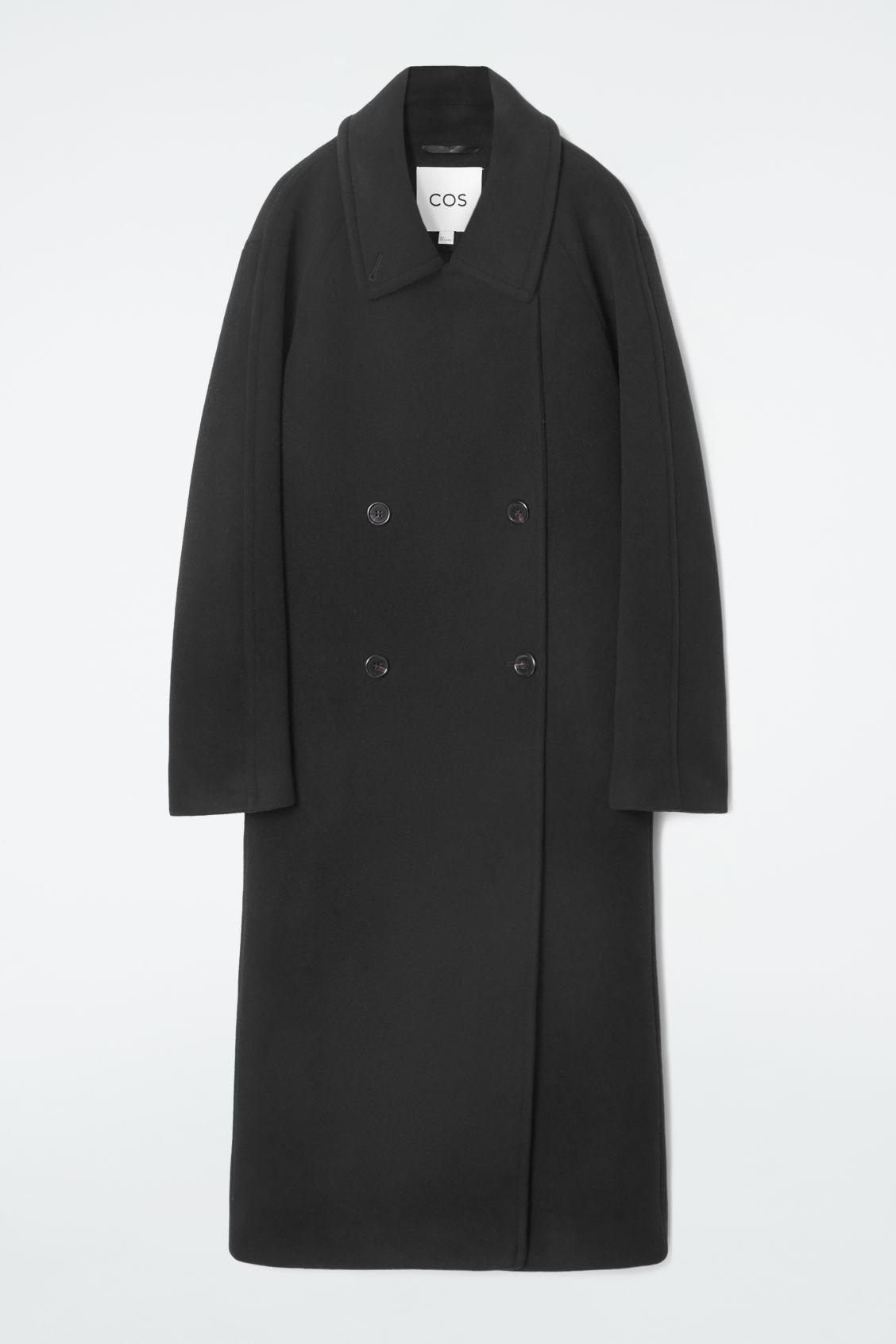 COS Oversized Double-Breasted Wool Coat in BLACK | endource