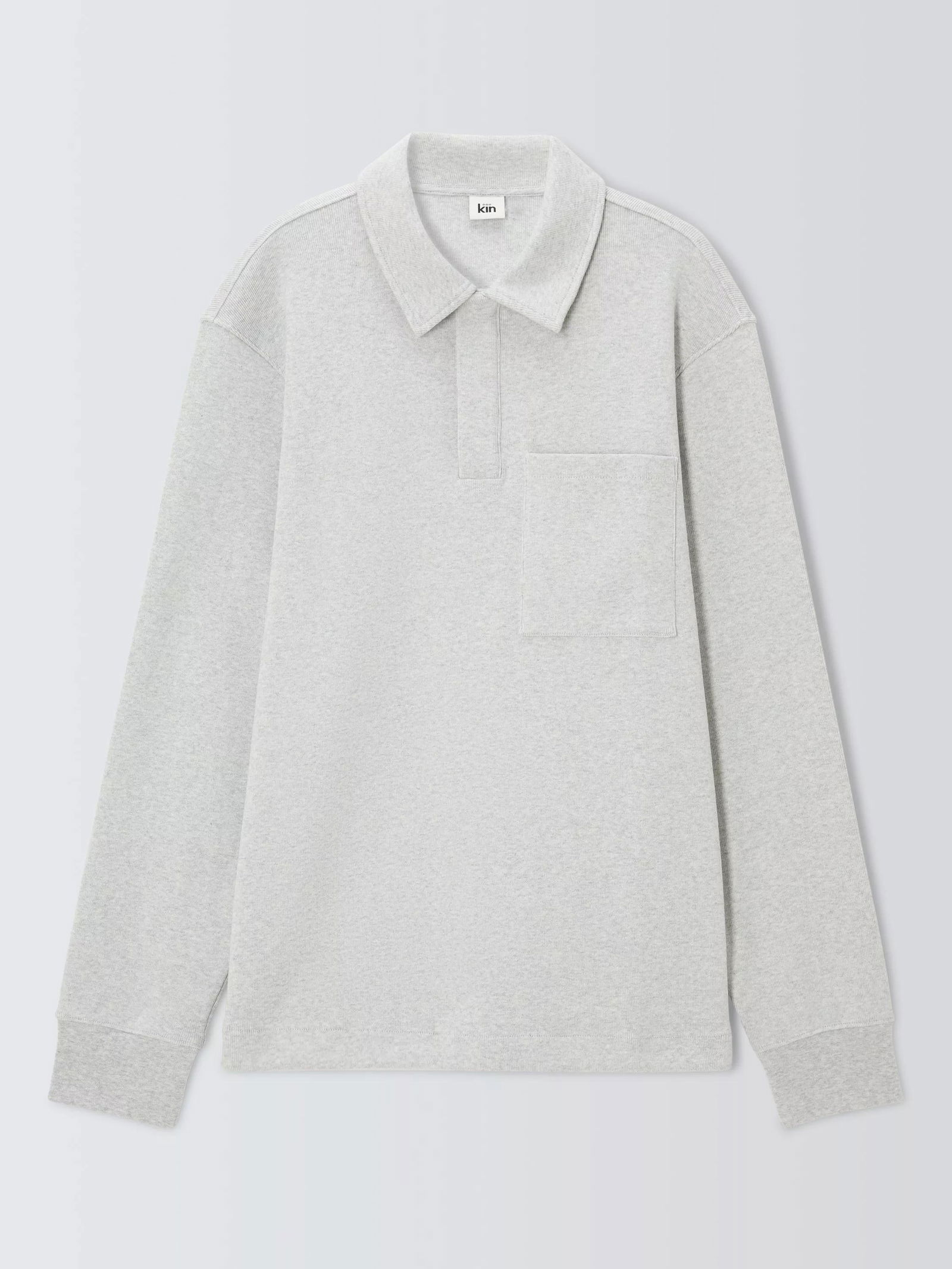 KIN Modern Collar Stretch Cotton Knit Jumper in Light Grey Melange ...