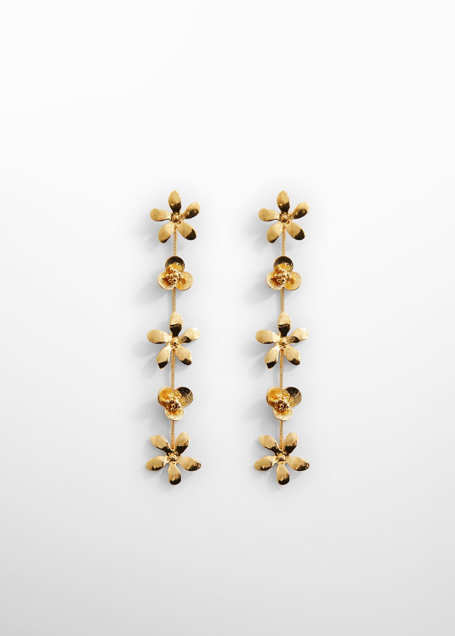 MANGO Flower Pendant Earrings in Gold | Endource