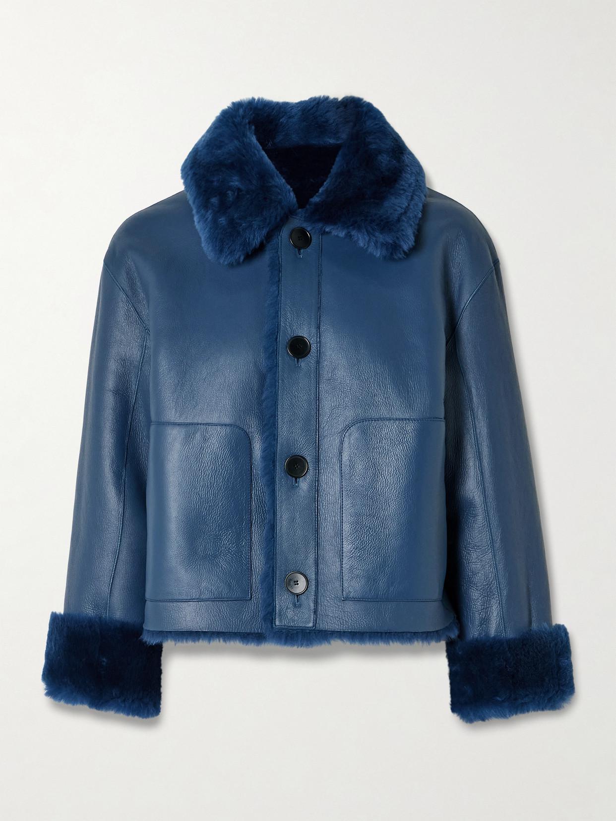 JOSEPH Alloway Reversible Shearling Jacket in Blue | endource