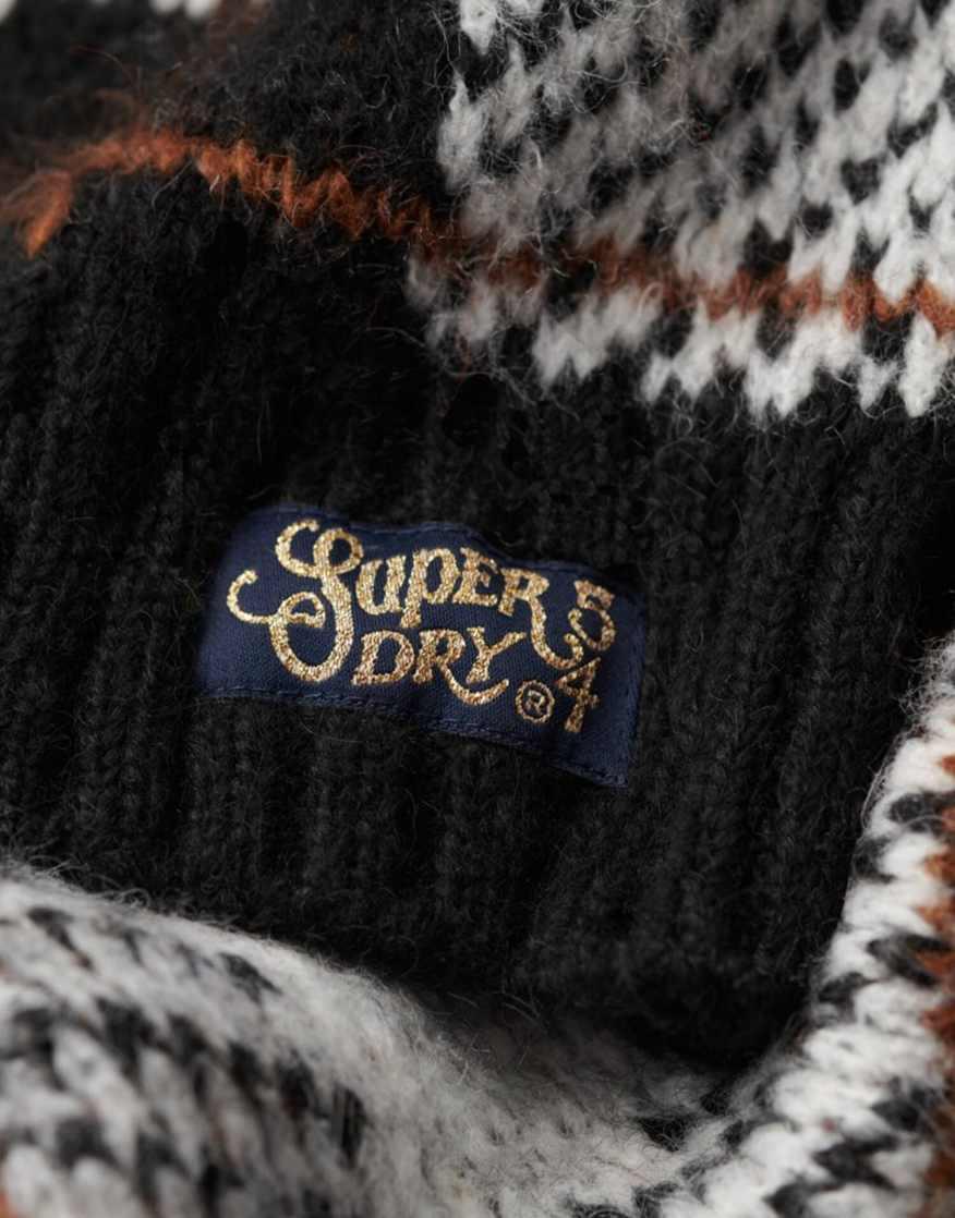 SUPERDRY Boxy Pattern Knit Jumper In Mono Check | endource