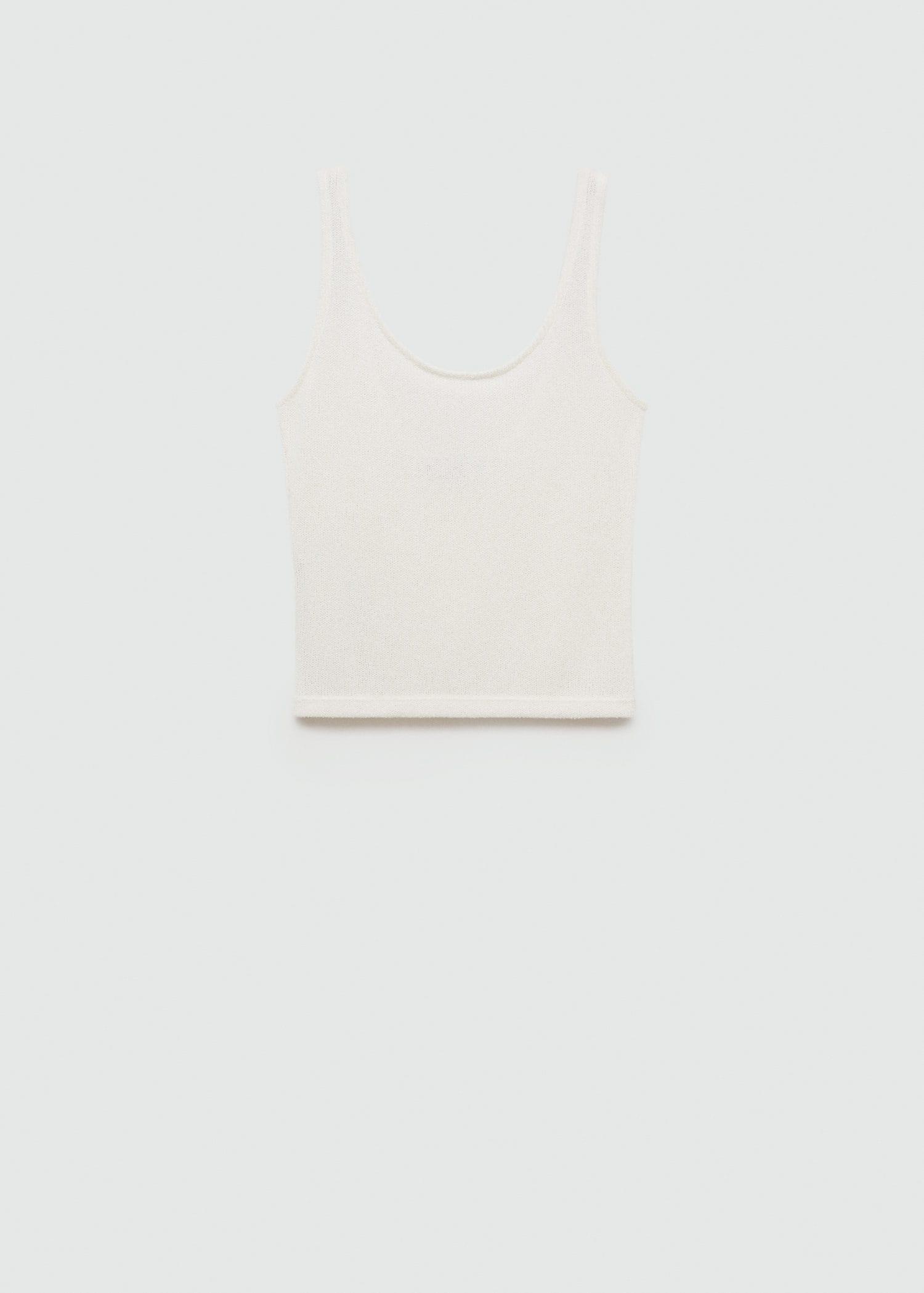 MANGO Knit Strap Top in White | Endource