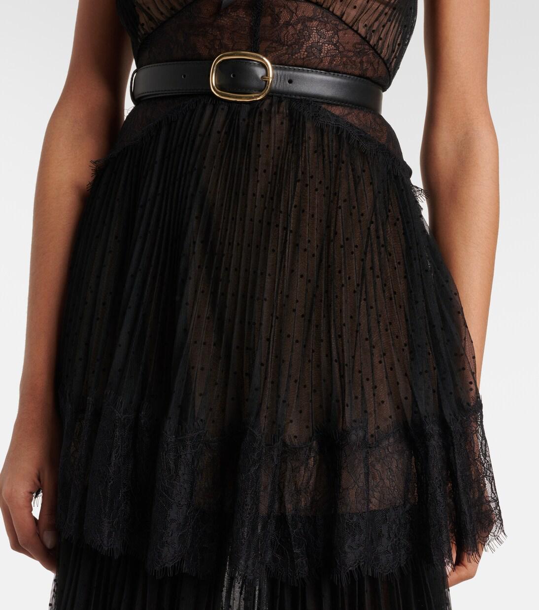 SELF-PORTRAIT Sheer Tiered Lace-trimmed Maxi Dress | endource
