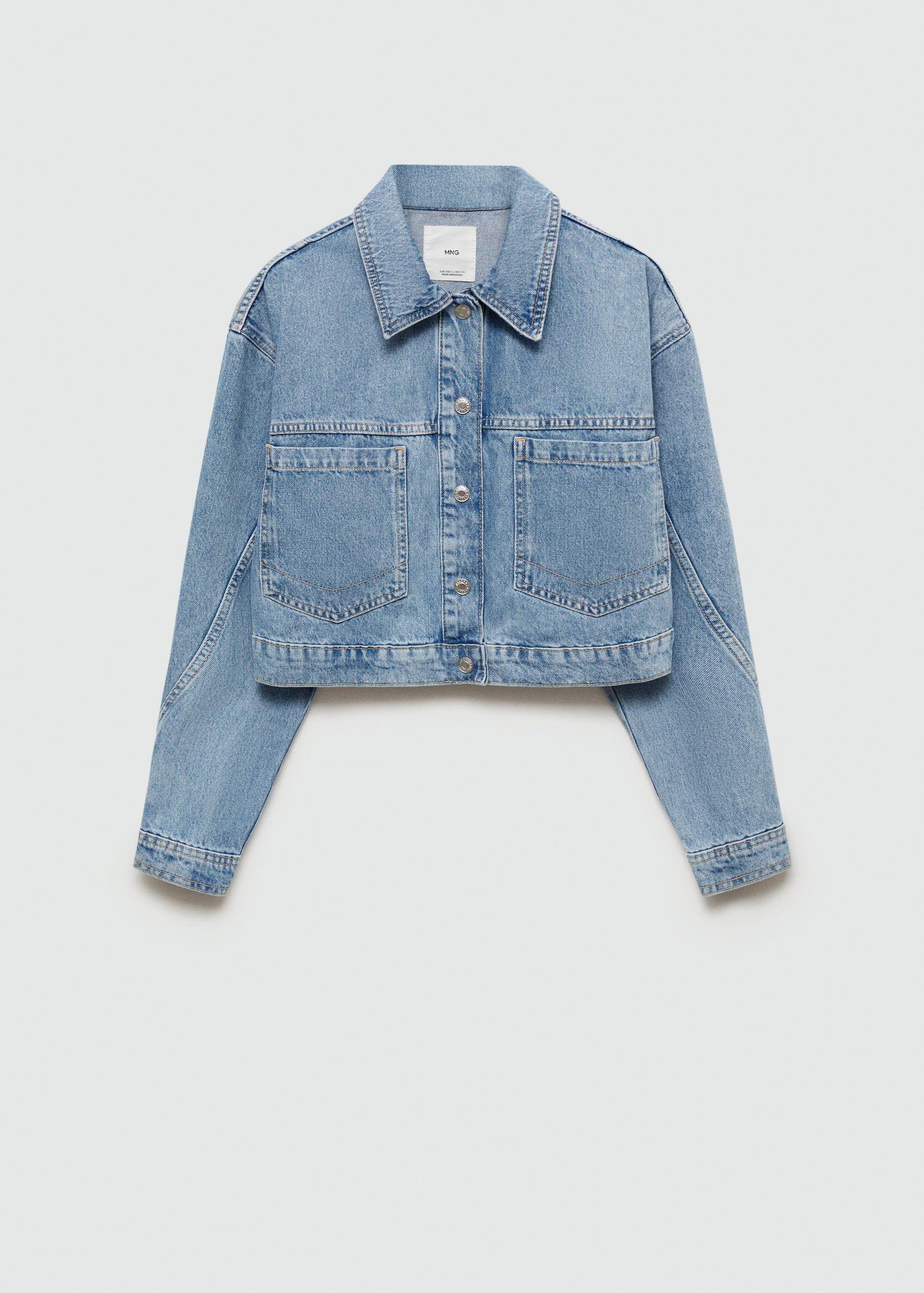 MANGO Pocketed Denim Jacket in Medium Blue | Endource
