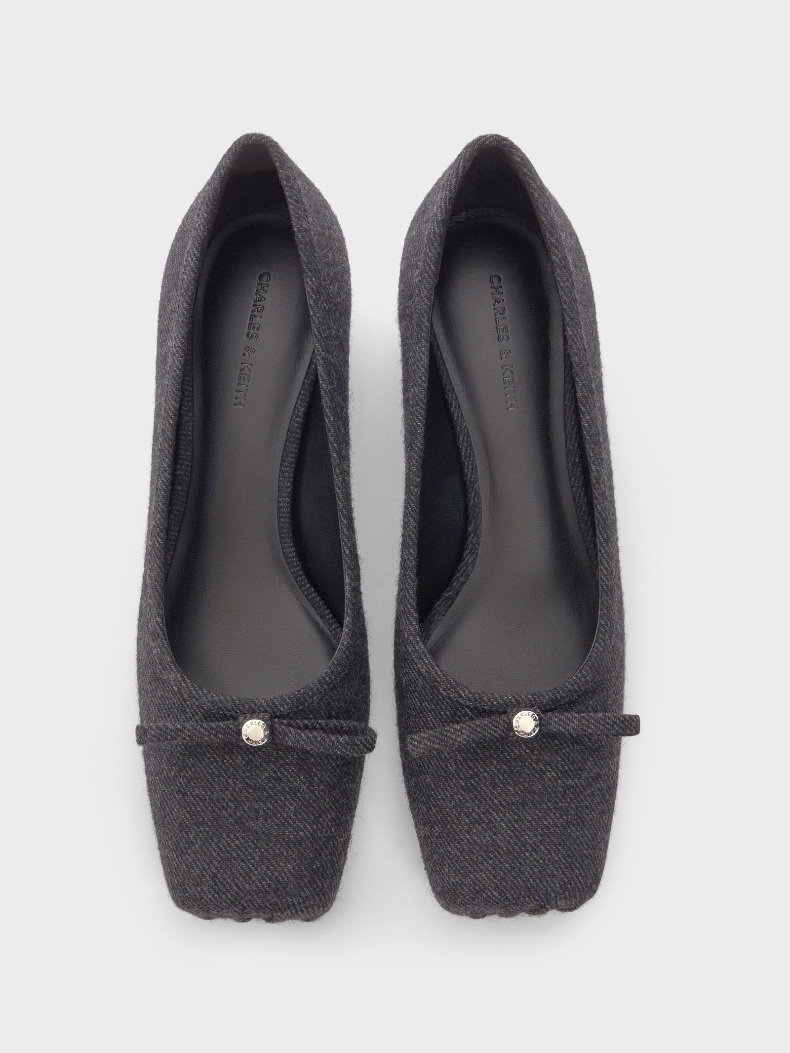 CHARLES & KEITH Felt Bow Square-Toe Pumps | endource