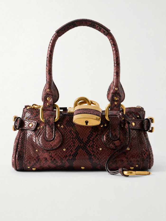 CHLOÉ Paddington Python-effect Locket-detail Shoulder Bag | endource