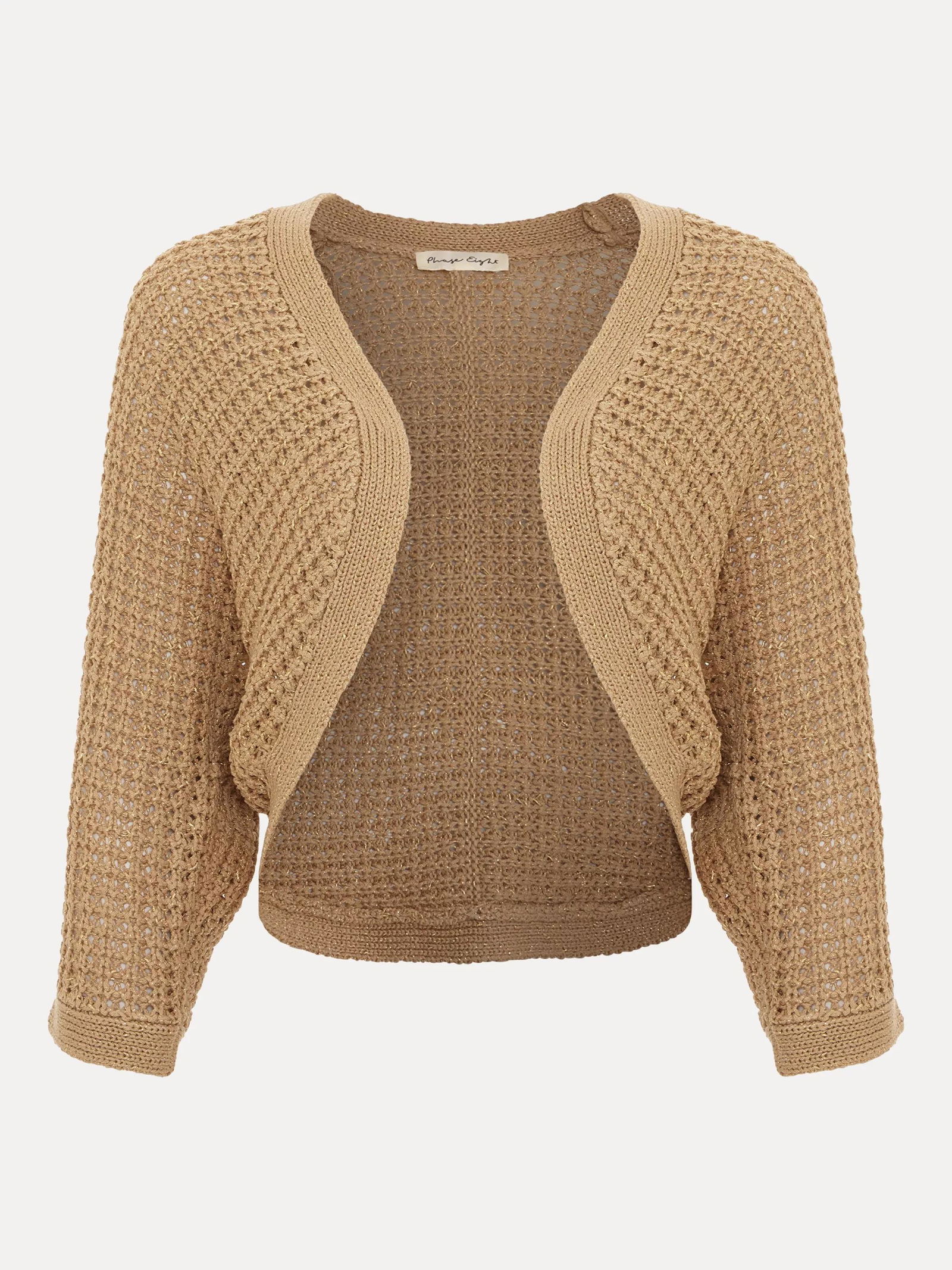 PHASE EIGHT Isobell Shimmer Textured Shrug in Gold | endource