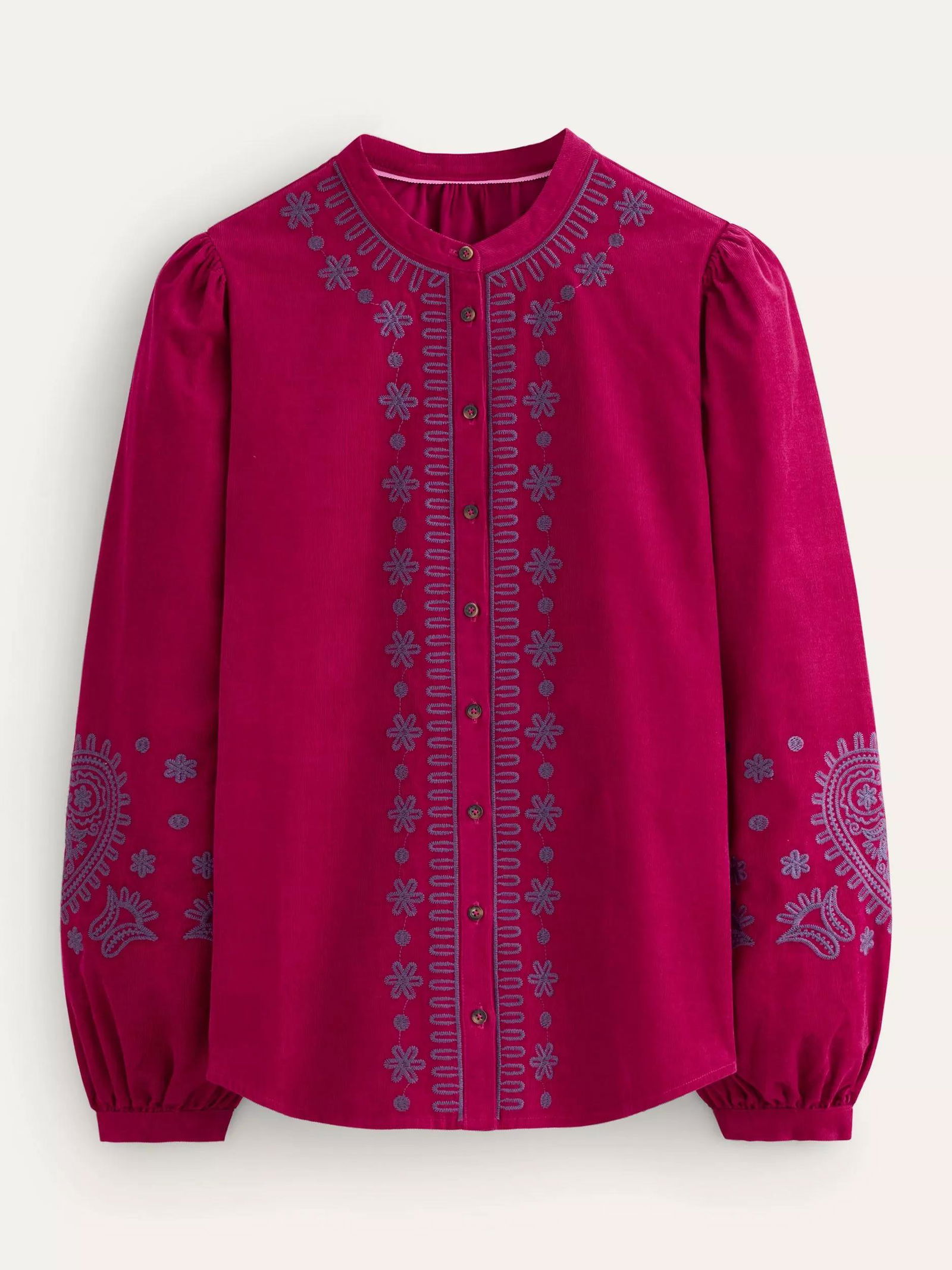BODEN Theodora Corduroy Top in Cherry Jam | endource