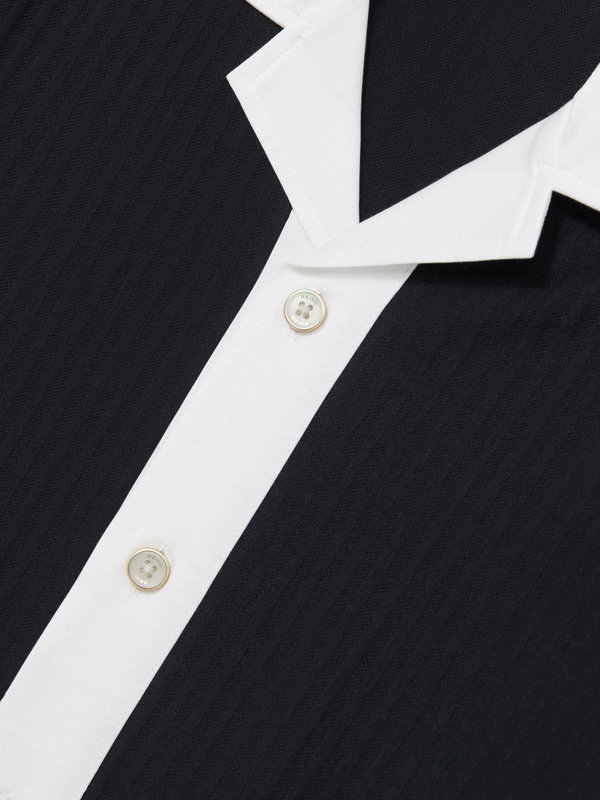 REISS Aster 100% Cotton Textured Colour Block Shirt | endource