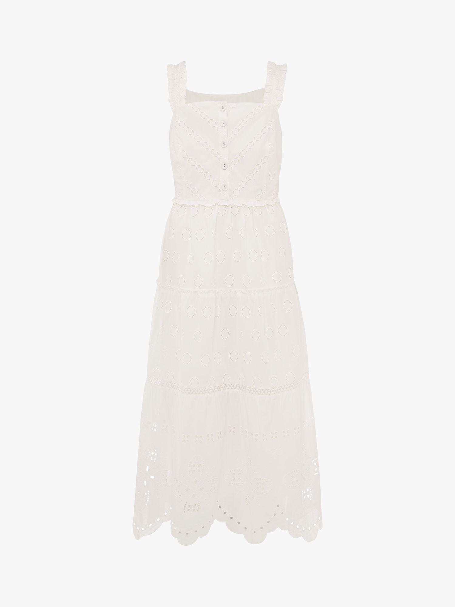 PHASE EIGHT Ella Broderie Detail Cotton Midi Dress in White | Endource