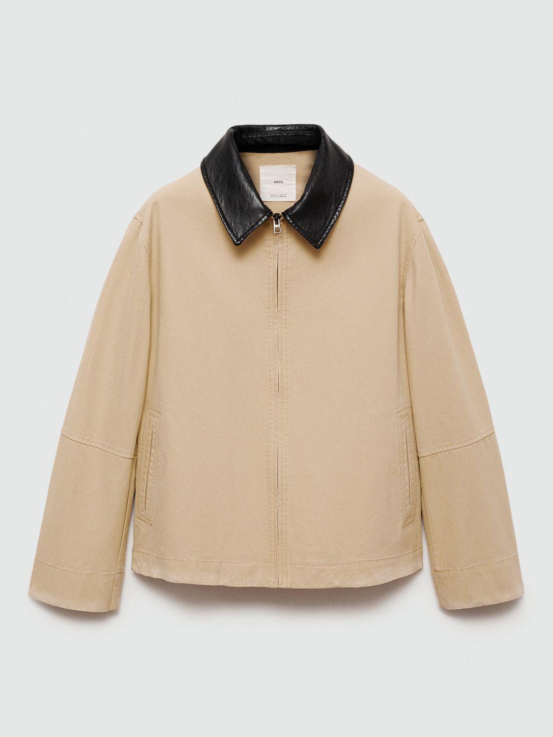 MANGO Sheila Contrast Collar Jacket in Beige | endource