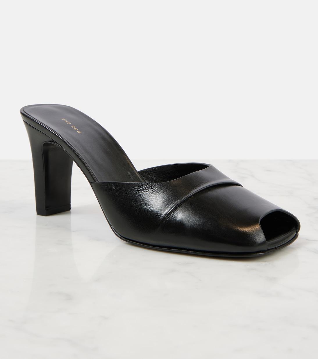 THE ROW Milla Leather Mules in Black | endource