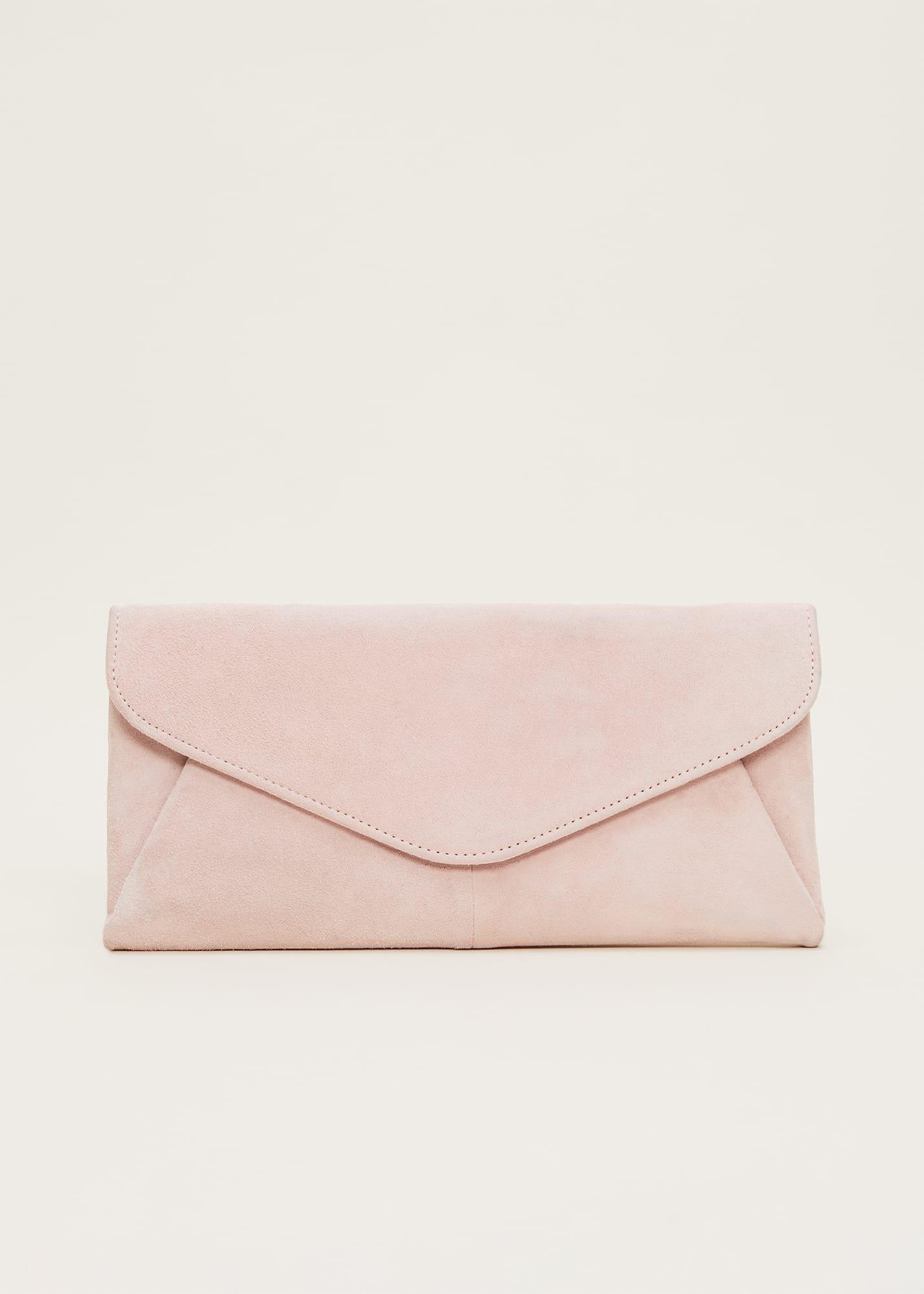 PHASE EIGHT Wendie Suede Clutch Bag in Antique Rose | endource