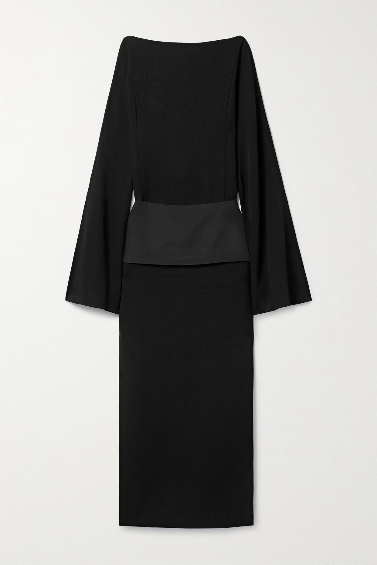 KHAITE Nanette Faille-Trimmed Crepe Maxi Dress | endource