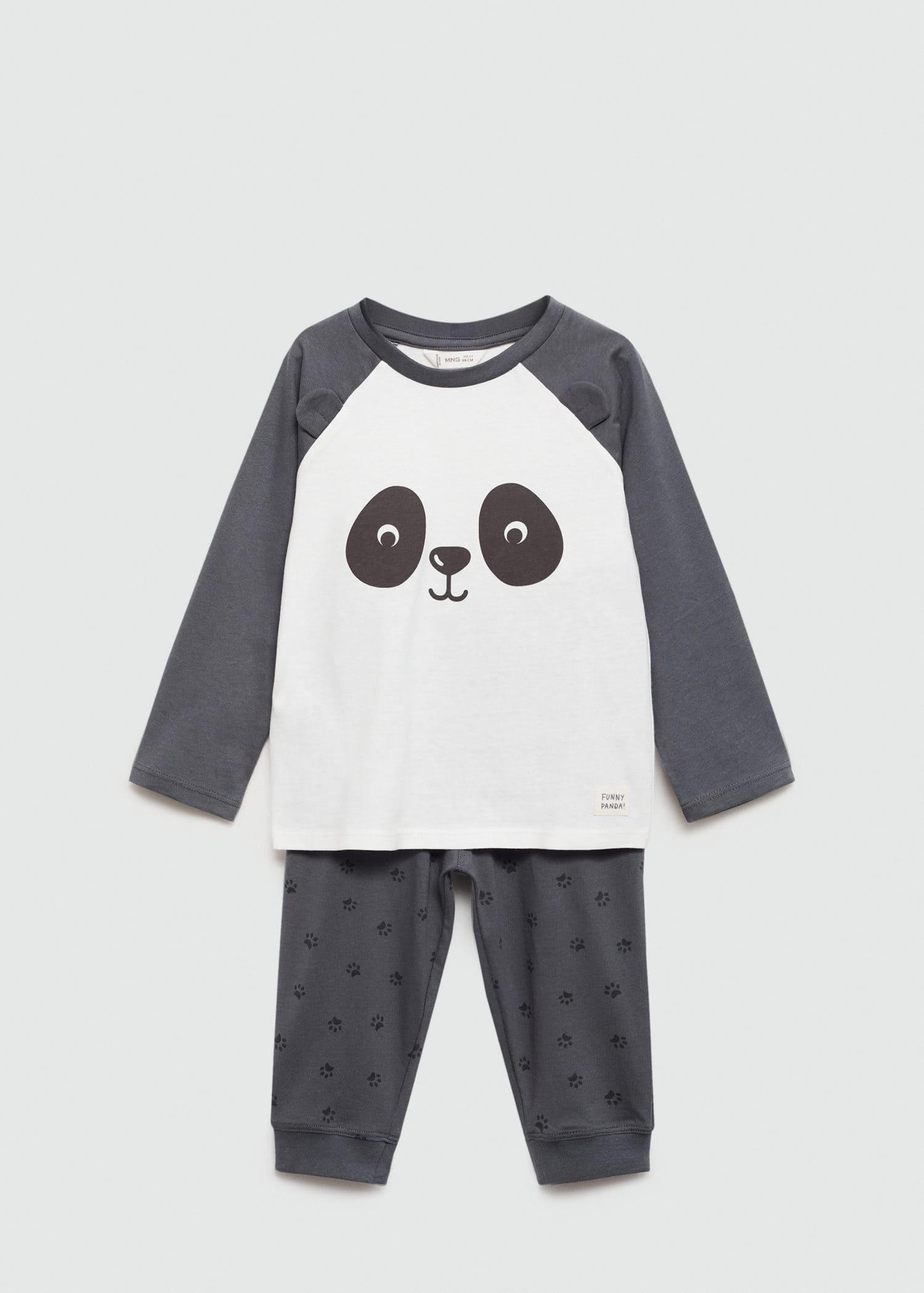 MANGO Long Panda Pijama in Dark Grey | endource