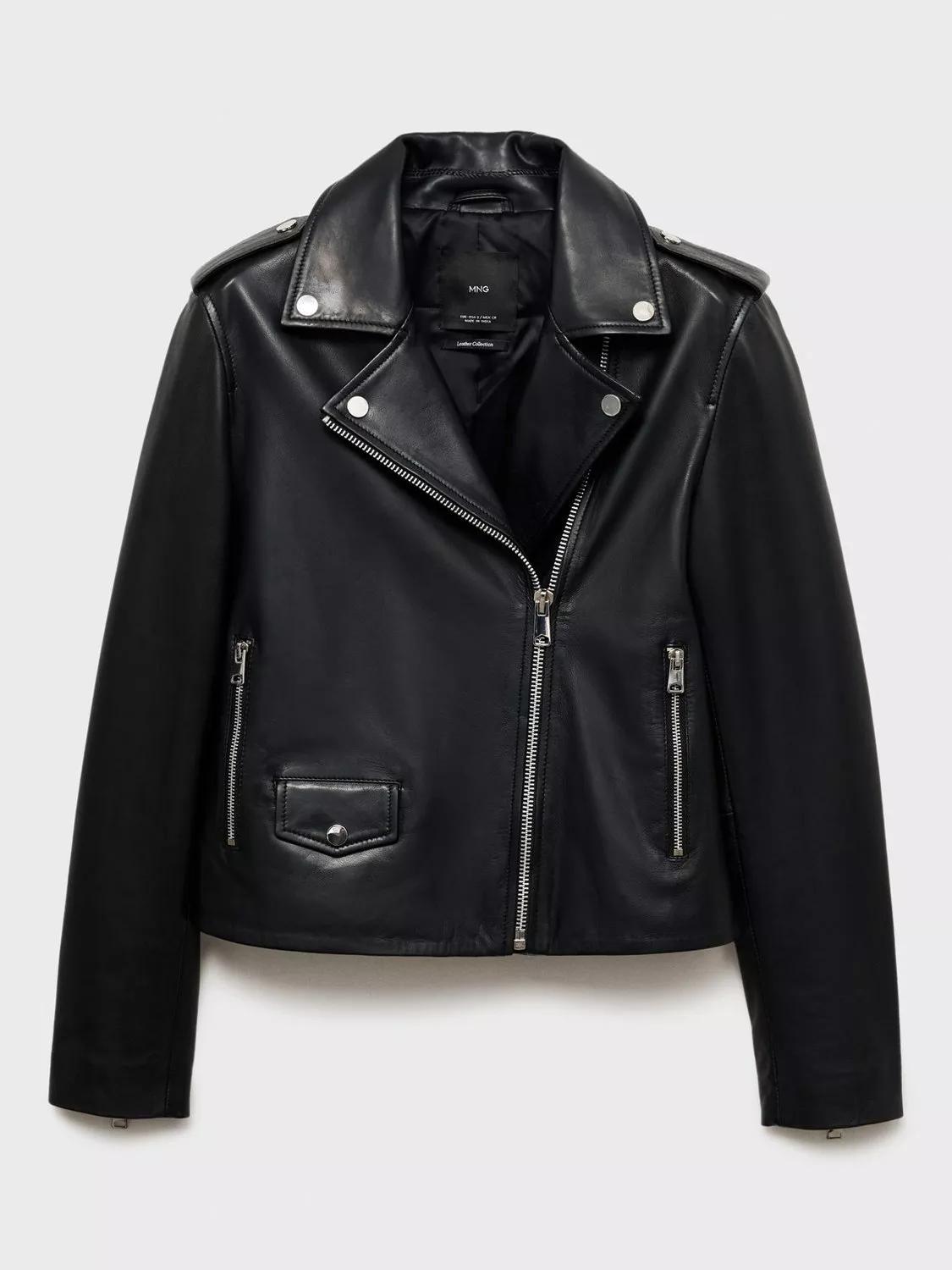 MANGO Perfect Leather Jacket in Black | endource