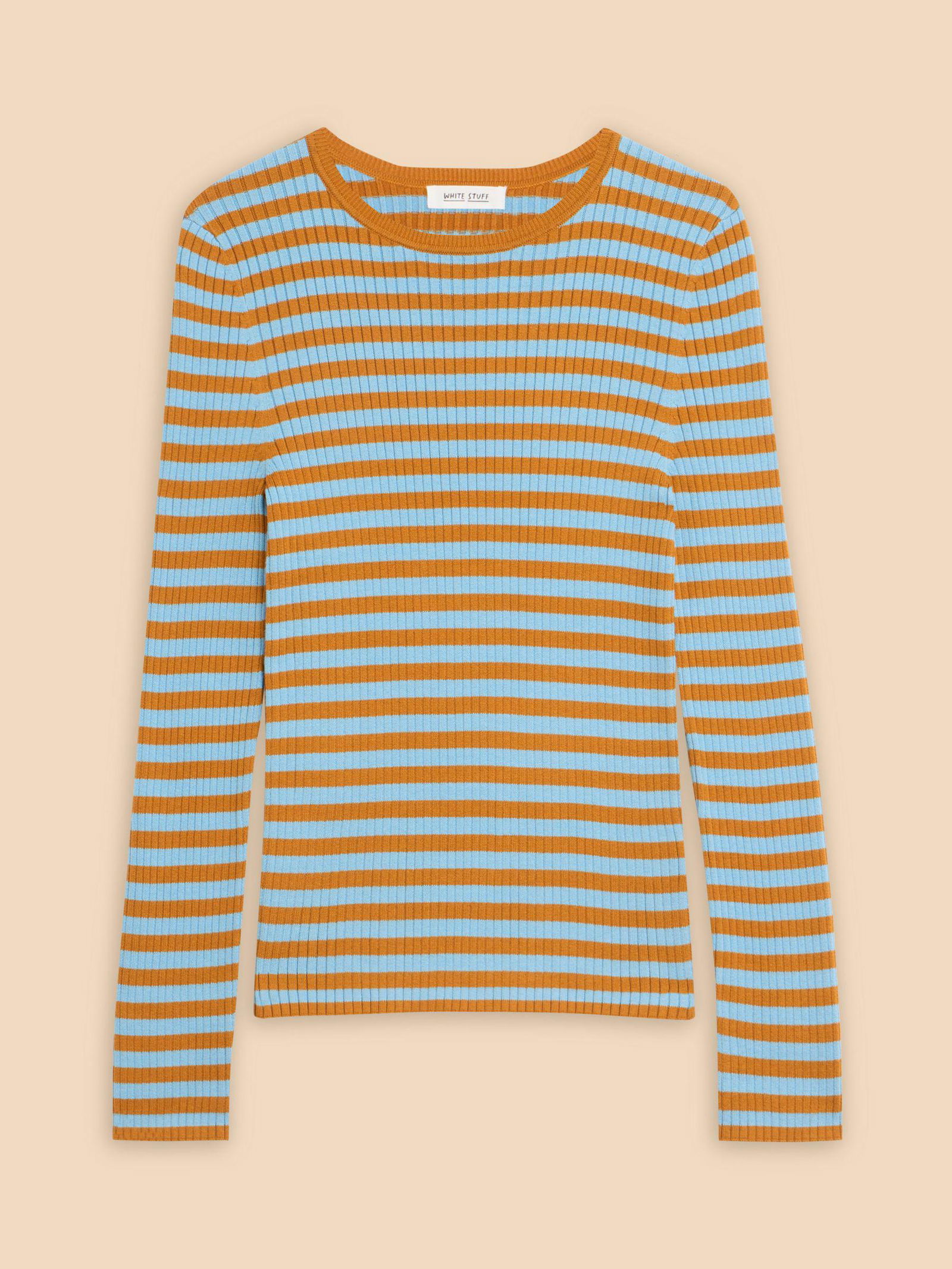 WHITE STUFF Petite Skinny Rib Jumper in Green/Multi | endource