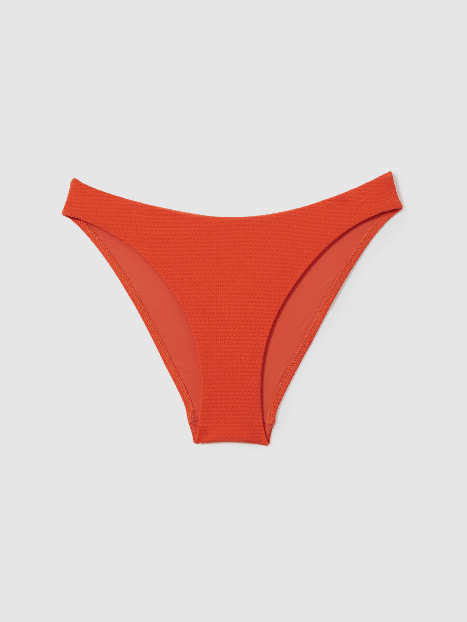 REISS Lucy Textured High Rise Bikini Bottoms in Orange | Endource