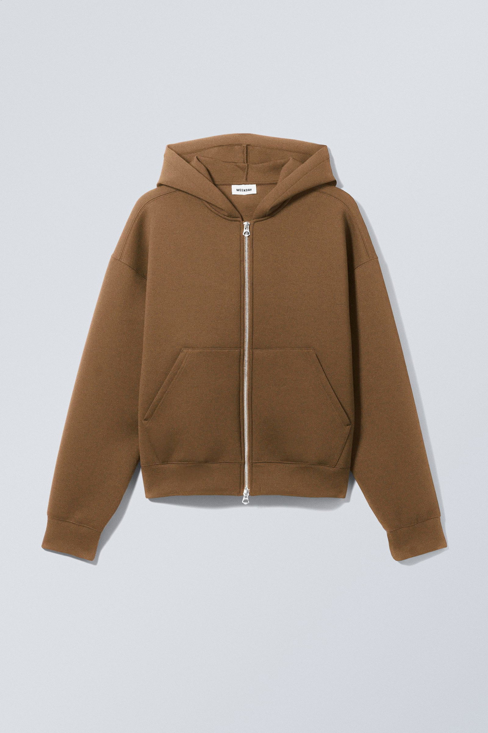 WEEKDAY Simon Scuba Zip Hoodie in Brown | endource