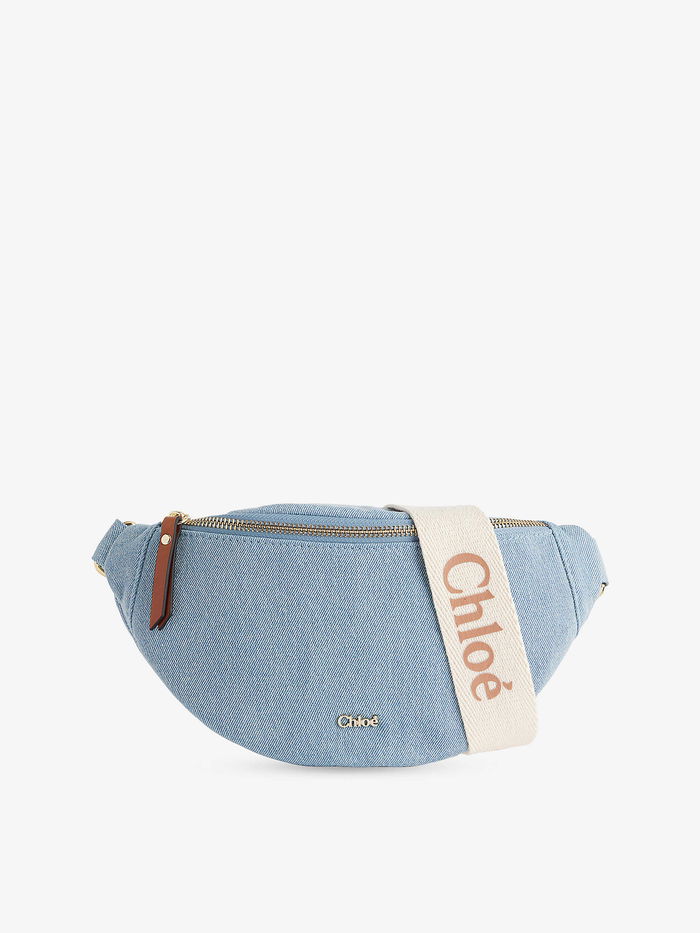 CHLOÉ Branded-Strap Denim Bum Bag | endource