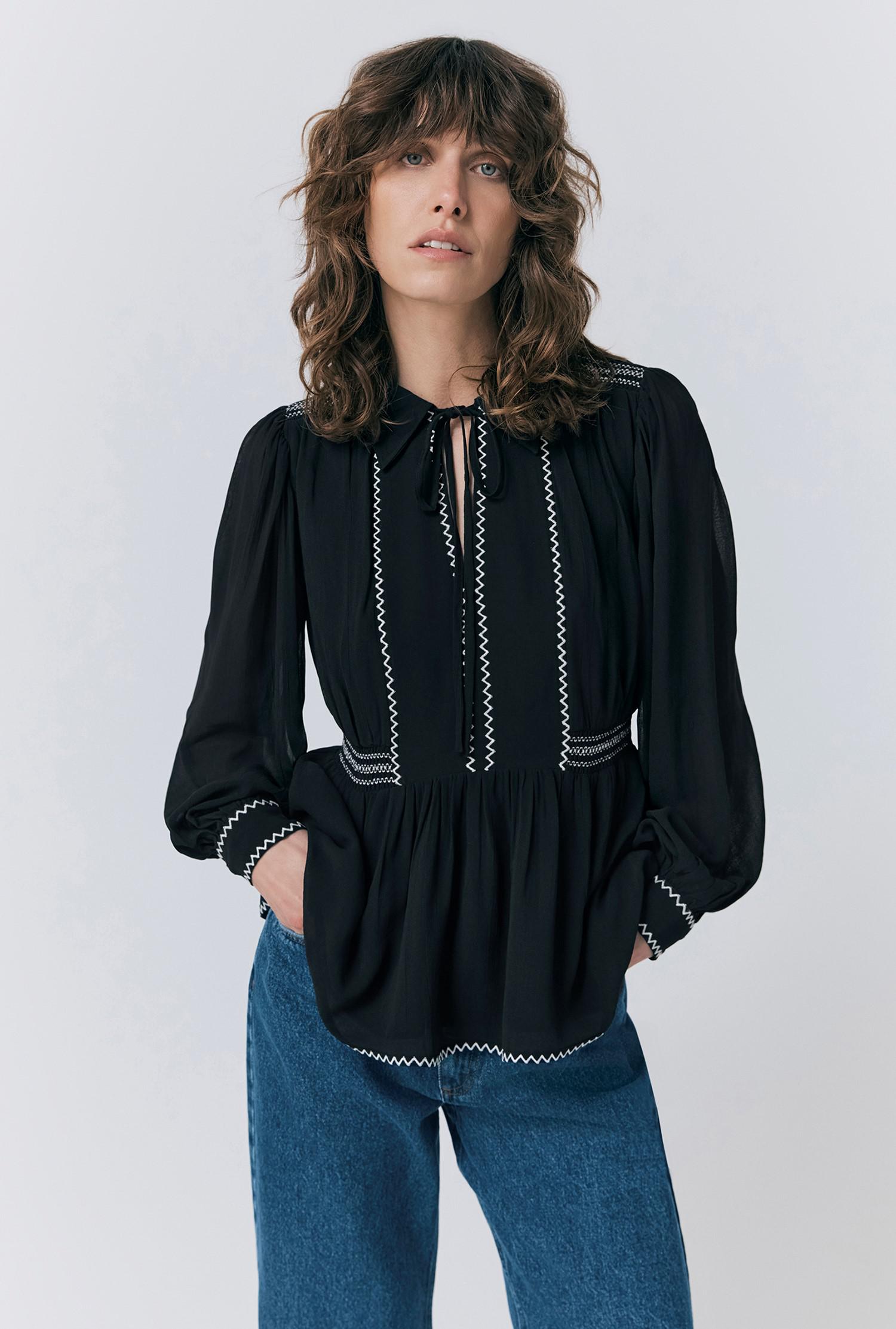 GHOST Isabella Georgette Embroidered Blouse | endource