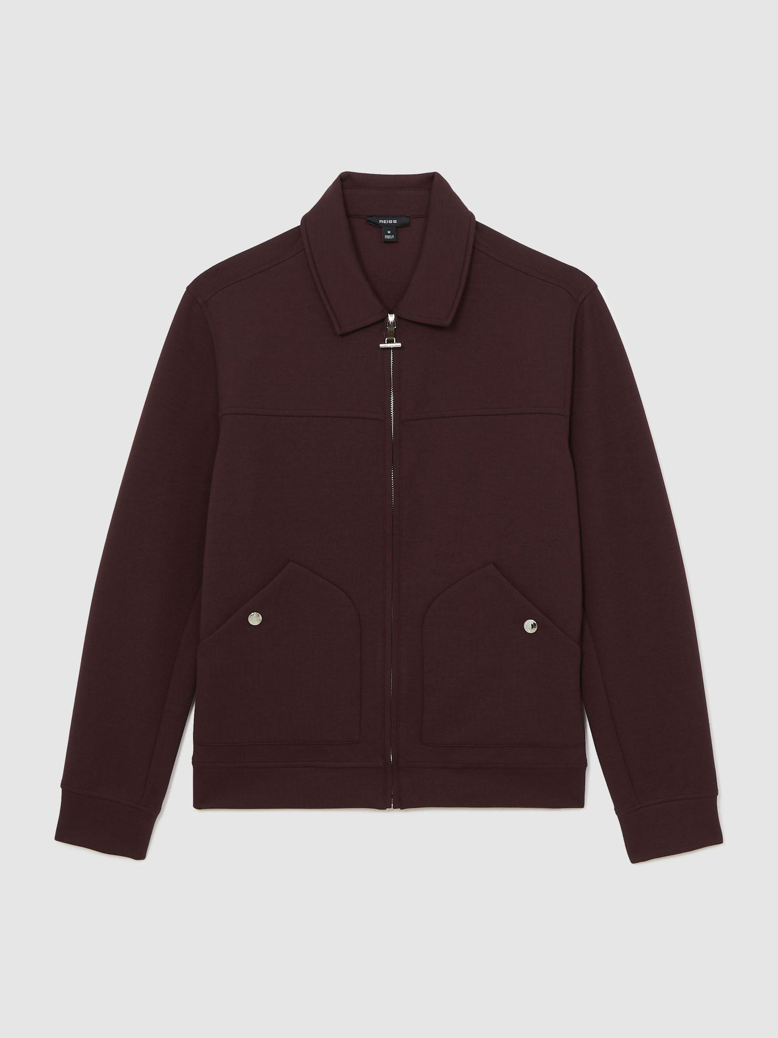 REISS Interlock Zip Through Overshirt in Cherry Red | endource