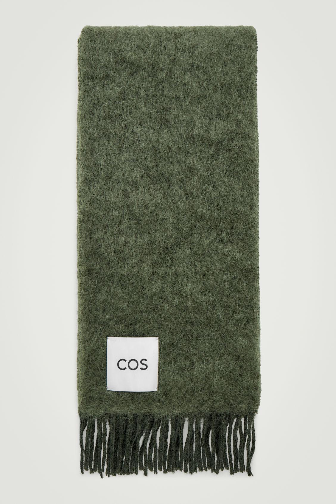 COS Fringed Mohair Scarf in KHAKI | endource