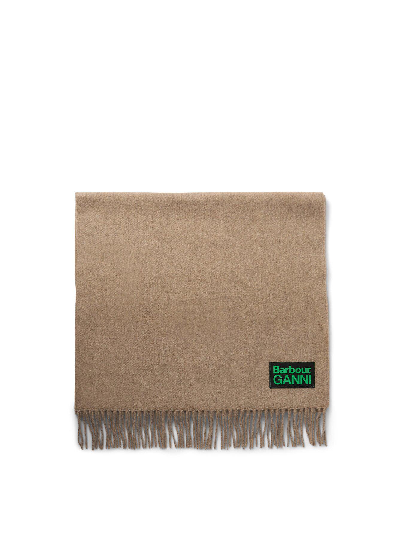 BARBOUR Barbour x GANNI - Wool Scarf in Camel | endource