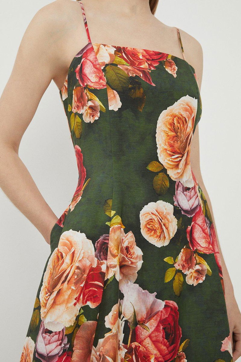 KAREN MILLEN Karen Millen x Lydia Millen - Petite Floral Linen Woven ...