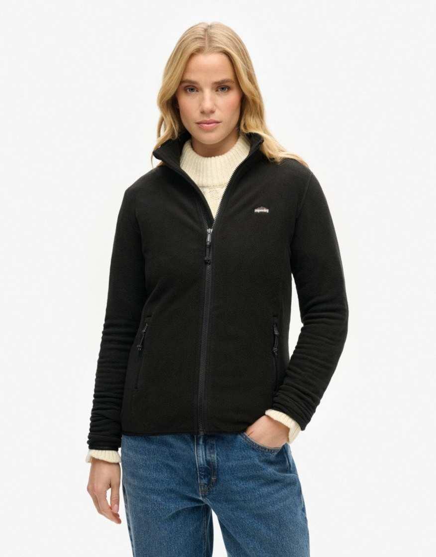 SUPERDRY Polar Fleece Full Zip Jacket in Black | endource