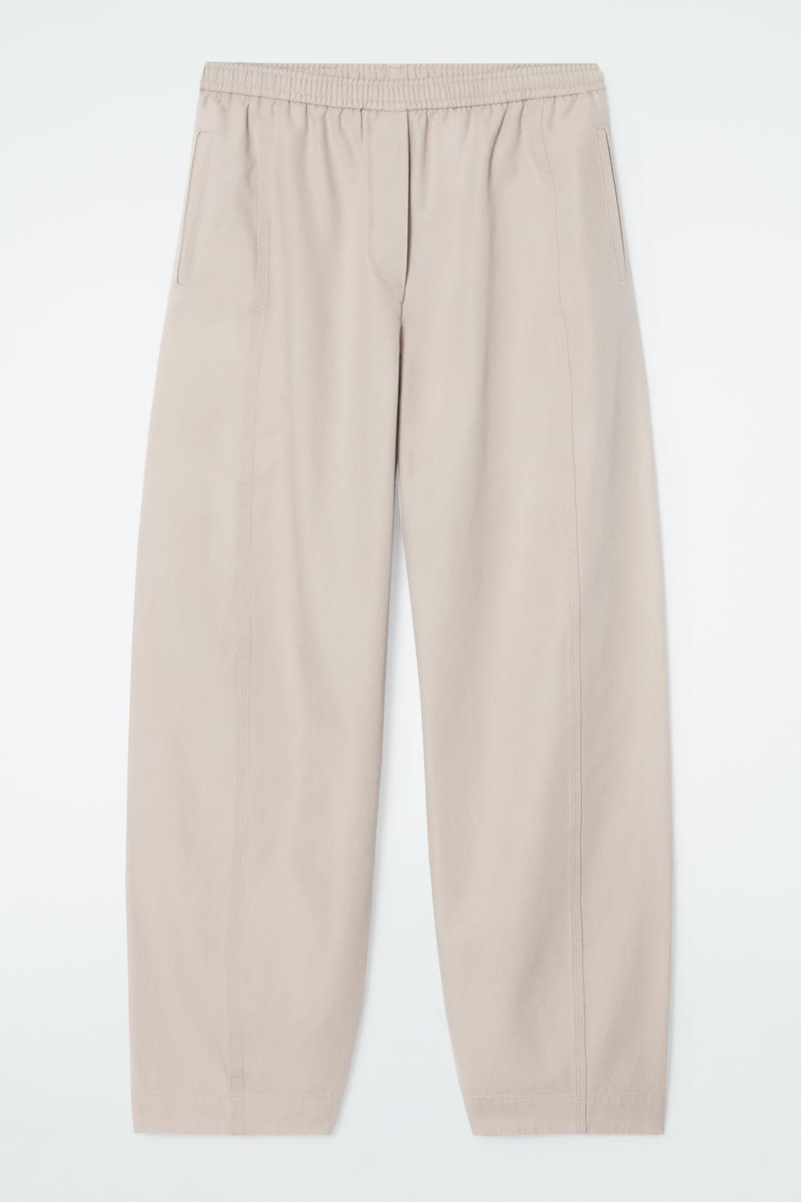 COS Barrel-Leg Cotton Trousers in BEIGE | Endource